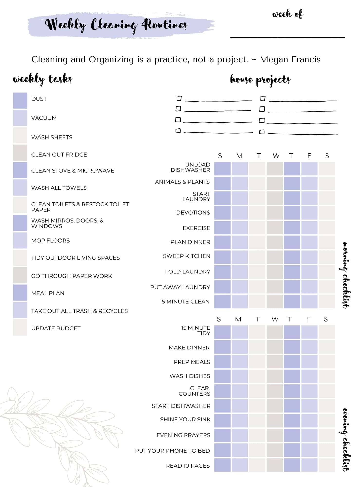 Daily & Weekly Cleaning Checklists → A More Beautiful Life Collective